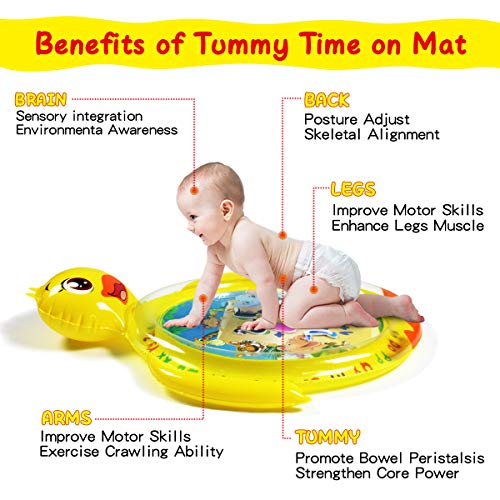 SUNSHINE-MALL Duck Baby Water mat, Tummy Baby Toys, Inflatable Play Mat Water Cushion Baby Toys, Fun Early Development Activity Play Center for Newborn (91 x 71 cm)