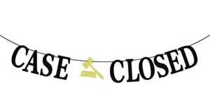 black glitter case closed banner – congrats lawyer graduation bunting sign – law school grad party decorations supplies – graduation party backdrop