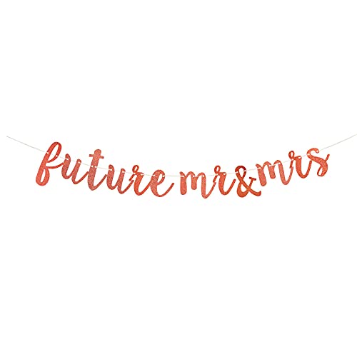 Future Mr & Mrs Banner Rose Gold Glitter Banner Bridal Shower Engagement Party Supplies Already Strung Banner Paper Rose Gold Risehy