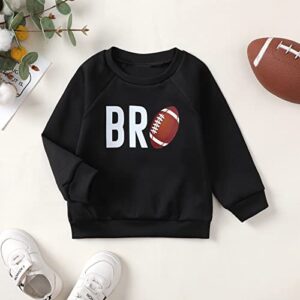 OPAWO Toddler Baby Boys Sports Sweatshirts Basketball Soccer Football Baseball Bro Graphic Pullover Infant T-Shirt Tops 9M-3T(Football,Black,2T)