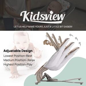 KIDSVIEW Bouncer for Babies, Infant to Toddler Rocker and Baby Bouncer Baby Swing with 3 Seat Positions & Overhead Pillow & Calming Bounce & 3-Point Harness for Newborn Babies (Khaki)