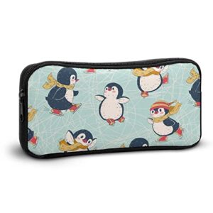 Cute Penguins Pencil Case Stationery Pen Pouch Portable Makeup Storage Bag Organizer Gift