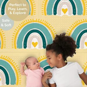 JumpOff Jo - Large Waterproof Foam Padded Play Mat for Infants, Babies, Toddlers, Play Pens & Tummy Time, Foldable Activity Mat, 70 in. x 59 in. - Road Trip