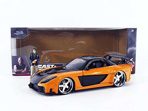 Jada Toys Fast & Furious 1:24 1995 Mazda RX-7 Widebody Die-cast Car w/Han's 2.75" Die-cast Figure, Toys for Kids and Adults