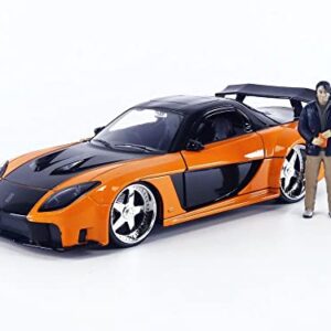 Jada Toys Fast & Furious 1:24 1995 Mazda RX-7 Widebody Die-cast Car w/Han's 2.75" Die-cast Figure, Toys for Kids and Adults