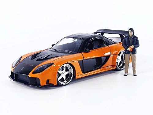 Jada Toys Fast & Furious 1:24 1995 Mazda RX-7 Widebody Die-cast Car w/Han's 2.75" Die-cast Figure, Toys for Kids and Adults