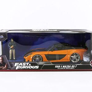 Jada Toys Fast & Furious 1:24 1995 Mazda RX-7 Widebody Die-cast Car w/Han's 2.75" Die-cast Figure, Toys for Kids and Adults