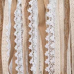 Ling's moment Yarn Tassel Garlands Rag Garland Cream White Buffalo Plaids Check Garland, Boho Decor Rustic Wedding Event & Party Supplies Shabby Chic Banner 3~11 FT