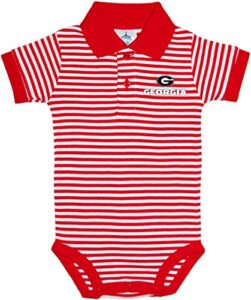 creative knitwear georgia bulldogs baby striped polo bodysuit