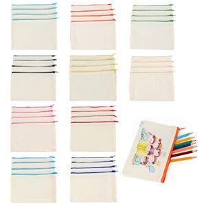 lupbok 40pcs blank diy craft bag canvas pen pencil pouch bags canvas zipper pouch cute makeup bag travel cosmetic bag,l