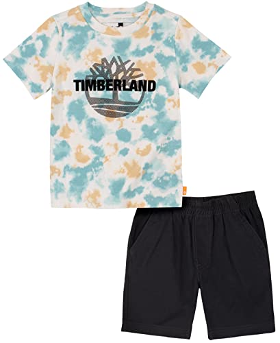 Timberland Baby Boys 2 Pieces Tee Shorts Set, Bright White Printed, 3T US