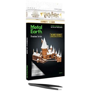 fascinations metal earth premium series harry potter hogwarts castle in snow 3d metal model kit bundle with tweezers