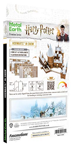 Fascinations Metal Earth Premium Series Harry Potter Hogwarts Castle in Snow 3D Metal Model Kit Bundle with Tweezers