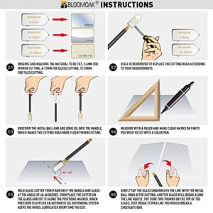 Glass Cutter Tool Set, 2-20mm 5pcs Glass Cutter Kit with Portable Storage Box, Pencil Style Oil Feed Carbide Tip with 2 Bonus Blades and Screwdriver for Cutting Stained Glass, Tiles, Mirror, Mosaic