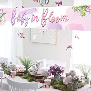 Baby In Bloom Large Banner Sign Backdrop,Welcome Baby Party Decorations Supplies,Baby Shower Decor For Baby Boy Or Girl Baby Shower Decorations 9.8x1.6ft