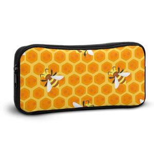 Yellow Bees Pencil Case Stationery Pen Pouch Portable Makeup Storage Bag Organizer Gift