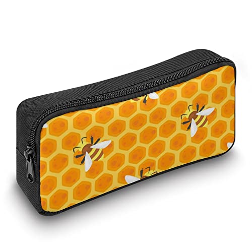 Yellow Bees Pencil Case Stationery Pen Pouch Portable Makeup Storage Bag Organizer Gift