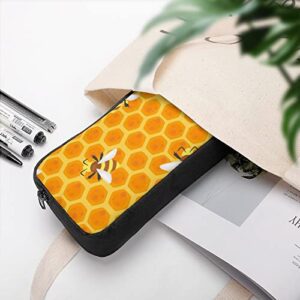 Yellow Bees Pencil Case Stationery Pen Pouch Portable Makeup Storage Bag Organizer Gift