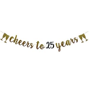 cheers to 25 years banner gold and black glitter paper party decorations for 25th wedding anniversary 25 years old 25th birthday party supplies letters black and gold betteryanzi