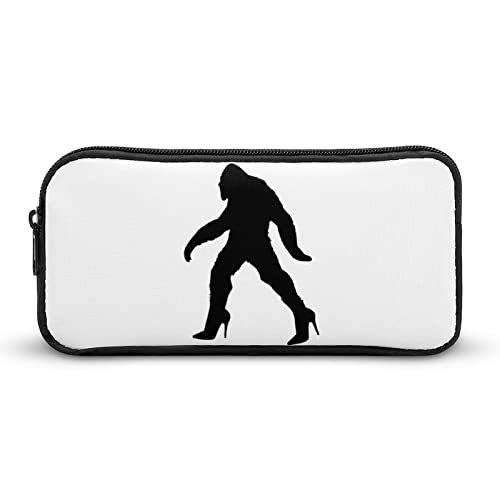 Bigfoot Sasquatch High Heels Pencil Case Stationery Pen Pouch Portable Makeup Storage Bag Organizer Gift