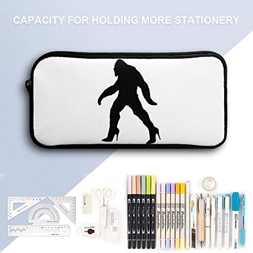 Bigfoot Sasquatch High Heels Pencil Case Stationery Pen Pouch Portable Makeup Storage Bag Organizer Gift