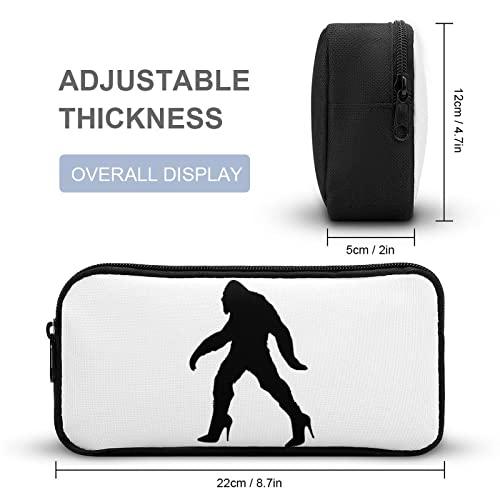 Bigfoot Sasquatch High Heels Pencil Case Stationery Pen Pouch Portable Makeup Storage Bag Organizer Gift