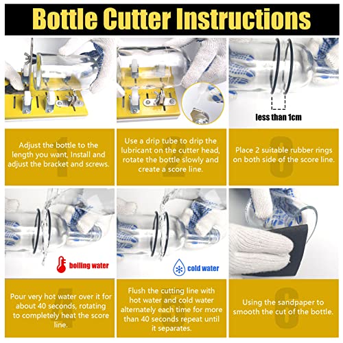 Glass Bottle Cutter, Glass Cutting Kit with Glass Cutter and Safety Gloves, Glass Cutter for Bottles of Beer, Whiskey, Champagne