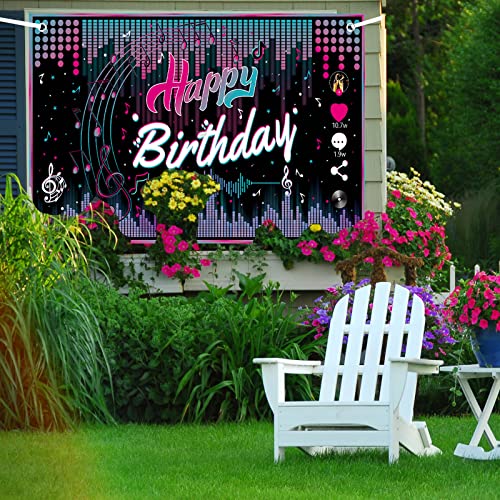 Yuiviot Big TIK Tok Theme Birthday Party banner(73x42 inch), Musical Theme Happy Birthday Backdrop, Photo Background, Artistic Music Supplies, Party Decorations Wall Poster for teens girl