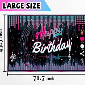 Yuiviot Big TIK Tok Theme Birthday Party banner(73x42 inch), Musical Theme Happy Birthday Backdrop, Photo Background, Artistic Music Supplies, Party Decorations Wall Poster for teens girl