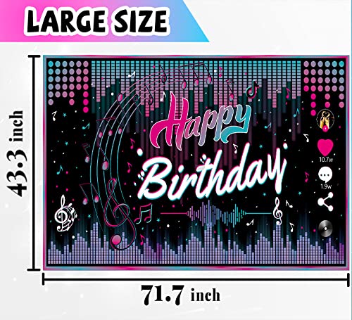 Yuiviot Big TIK Tok Theme Birthday Party banner(73x42 inch), Musical Theme Happy Birthday Backdrop, Photo Background, Artistic Music Supplies, Party Decorations Wall Poster for teens girl