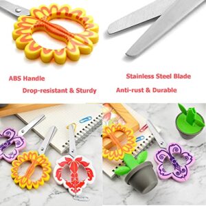 Kids Craft Scissors,Novelty Flower Design Stainless Steel Student Scissors for School 6 Inch All Purpose Left Handed Office Scissors with Blunt Tip-Morning Glory