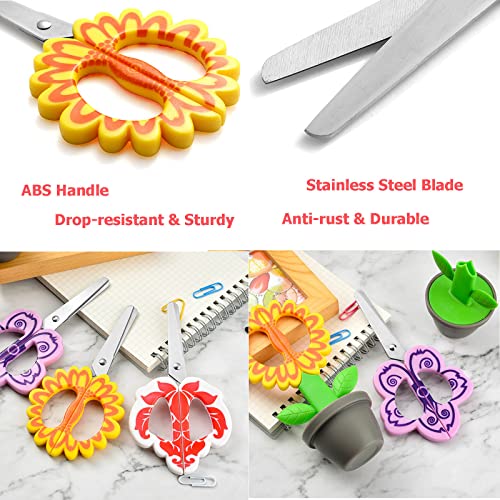 Kids Craft Scissors,Novelty Flower Design Stainless Steel Student Scissors for School 6 Inch All Purpose Left Handed Office Scissors with Blunt Tip-Morning Glory