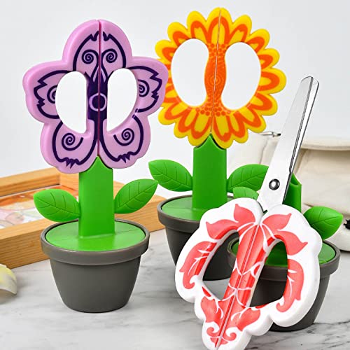 Kids Craft Scissors,Novelty Flower Design Stainless Steel Student Scissors for School 6 Inch All Purpose Left Handed Office Scissors with Blunt Tip-Morning Glory