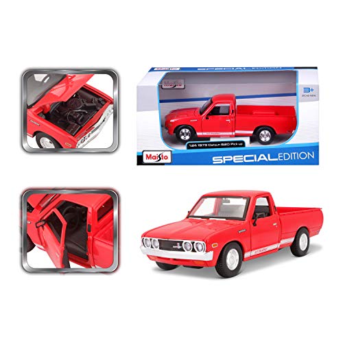 Maisto Datsun 620 Pickup (1973) 1:24 Scale Model Car Opening Doors 20 cm Red (531522)