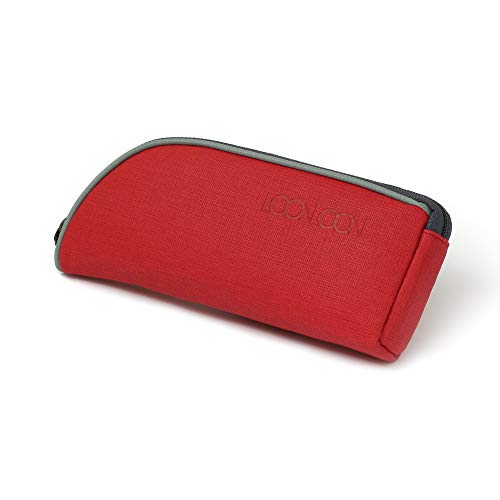 LOONLOON 567 Mellow Pencil Case (Vintade Red) 3-Pocket Small Pencil Case with Divider Panel - Middle High School Office College Girl Adult Simple Storage