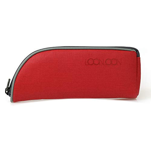 LOONLOON 567 Mellow Pencil Case (Vintade Red) 3-Pocket Small Pencil Case with Divider Panel - Middle High School Office College Girl Adult Simple Storage