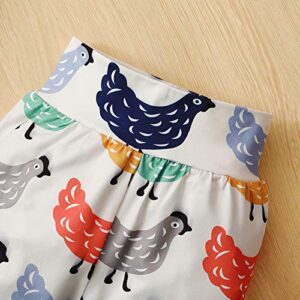 Shan-S Newborn Infant Baby Boys Girls Romper Bodysuit T-Shirt Top+Cartoon Chicken Printed Pants Hat 3PCS Outfits Set Green 3-6 Months