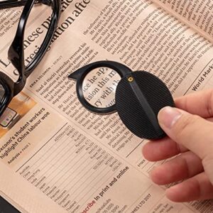 10X Folded Pocket Magnifier Mini Magnifying Glass Handheld Rotating Magnifier for Reading Newspaper, Book, Magazine, Science Class, Hobby, Jewelry (15)