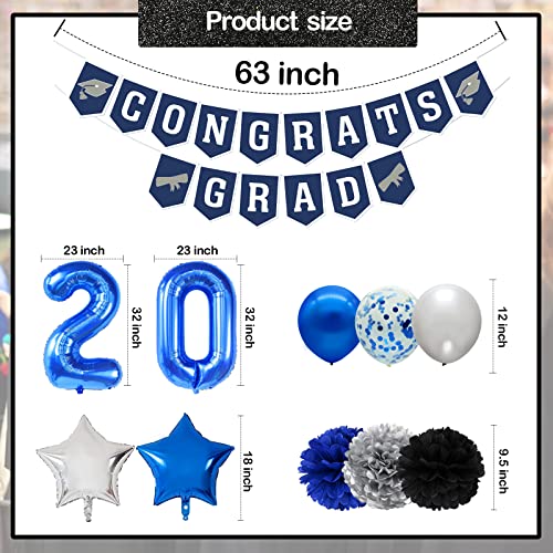 Blue and White Graduation Decorations 2023 Blue Graduation Decorations Class of 2023 Blue Graduation Party Decorations 2023 Congrats Grad Banner for Graduation Party Decorations 2023