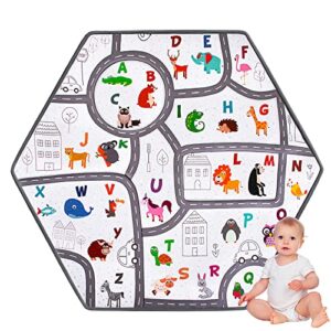 hexagon playpen mat compatible with regalo and california beach co playground, thickened(0.6in) non slip baby play mat abc super soft skin friendly baby floor crawling mat(52 * 45in)