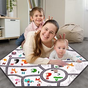 Hexagon Playpen Mat Compatible with Regalo and California Beach Co Playground, Thickened(0.6in) Non Slip Baby Play Mat ABC Super Soft Skin Friendly Baby Floor Crawling Mat(52 * 45in)