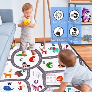 Hexagon Playpen Mat Compatible with Regalo and California Beach Co Playground, Thickened(0.6in) Non Slip Baby Play Mat ABC Super Soft Skin Friendly Baby Floor Crawling Mat(52 * 45in)