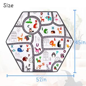 Hexagon Playpen Mat Compatible with Regalo and California Beach Co Playground, Thickened(0.6in) Non Slip Baby Play Mat ABC Super Soft Skin Friendly Baby Floor Crawling Mat(52 * 45in)