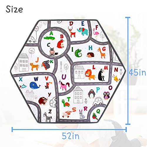 Hexagon Playpen Mat Compatible with Regalo and California Beach Co Playground, Thickened(0.6in) Non Slip Baby Play Mat ABC Super Soft Skin Friendly Baby Floor Crawling Mat(52 * 45in)