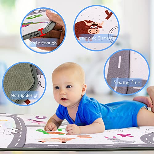 Hexagon Playpen Mat Compatible with Regalo and California Beach Co Playground, Thickened(0.6in) Non Slip Baby Play Mat ABC Super Soft Skin Friendly Baby Floor Crawling Mat(52 * 45in)