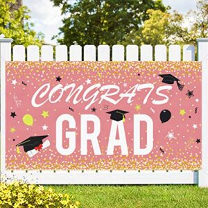 graduation banner – rose gold congrats grad banner- extra large 70″ x 40″ graduation backdrop – graduation party supplies 2023 – graduation decorations – 2023 grad party outdoor indoor hanging decor