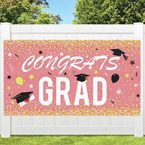 Graduation Banner - Rose Gold Congrats Grad Banner- Extra Large 70" X 40" Graduation Backdrop - Graduation Party Supplies 2023 - Graduation Decorations - 2023 Grad Party Outdoor Indoor Hanging Decor