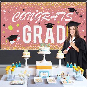 Graduation Banner - Rose Gold Congrats Grad Banner- Extra Large 70" X 40" Graduation Backdrop - Graduation Party Supplies 2023 - Graduation Decorations - 2023 Grad Party Outdoor Indoor Hanging Decor