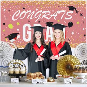 Graduation Banner - Rose Gold Congrats Grad Banner- Extra Large 70" X 40" Graduation Backdrop - Graduation Party Supplies 2023 - Graduation Decorations - 2023 Grad Party Outdoor Indoor Hanging Decor