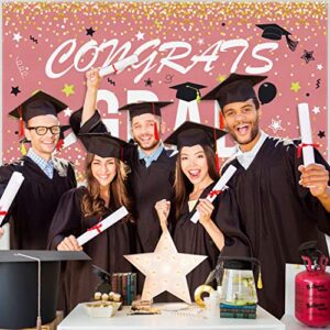 Graduation Banner - Rose Gold Congrats Grad Banner- Extra Large 70" X 40" Graduation Backdrop - Graduation Party Supplies 2023 - Graduation Decorations - 2023 Grad Party Outdoor Indoor Hanging Decor